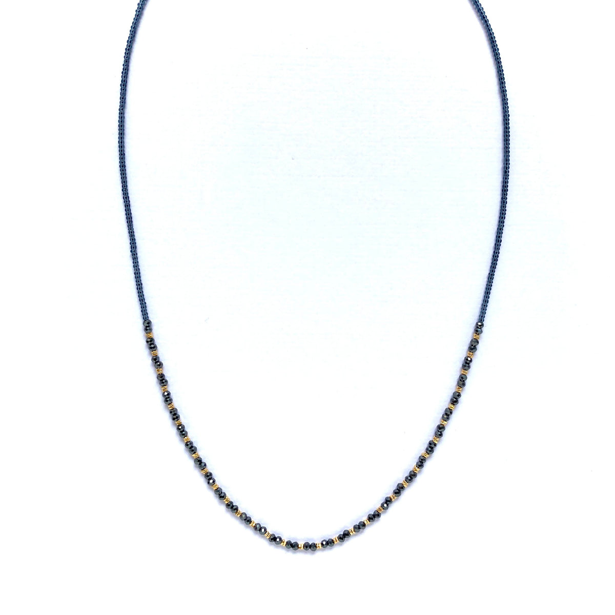 NEW! Gray Seed with Mystic Black Spinel Beads Necklace by Debbie Fishe ...