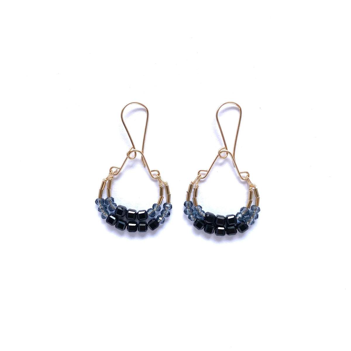 NEW! Grey Quartz and Black Spinel Beads on Gold Fill Earring by Debbie ...