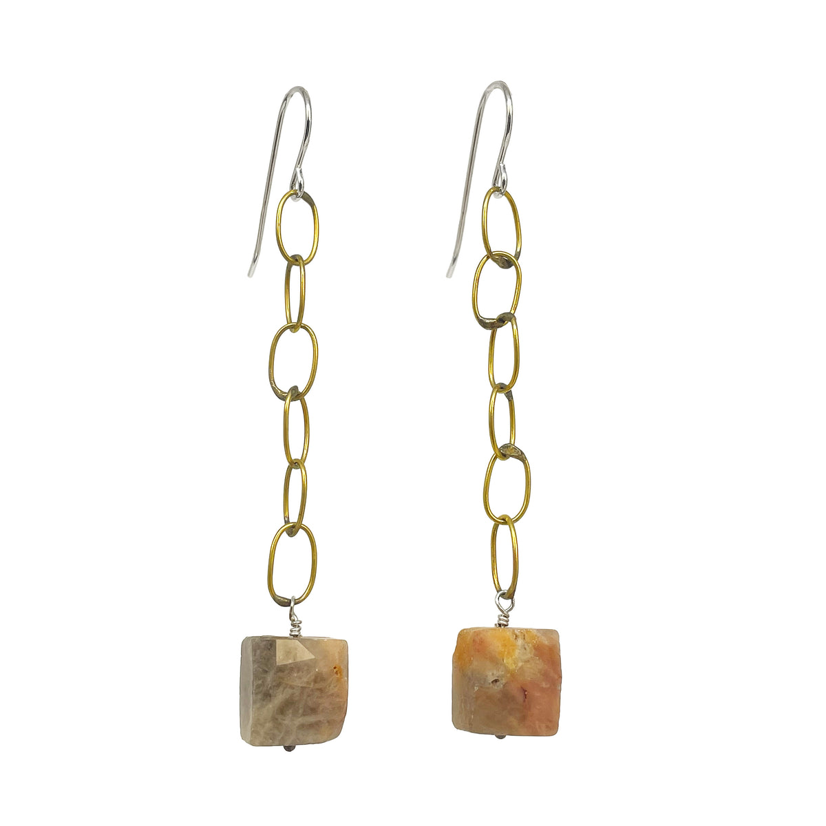 NEW! Brass Chain w/ Stones Earrings by Eric Silva– Fire Opal Company